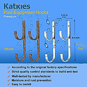 katikies Pool Pole Hanger Aluminium Holder Set, Ideal Equipment Hooks for Telescopic Poles, Skimmers, Leaf Rakes, Nets, Brushes, Vacuum Hose, Garden Tools and Swimming Pool Accessories (4-pcs)