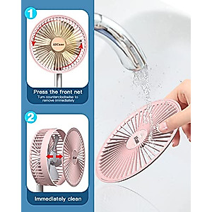 AICase Stand Fan,Folding Portable Telescopic Floor/USB Desk Fan with 7200mAh Rechargeable Battery,4 Speeds Super Quiet Adjustable Height and Head Great for Office Home Outdoor Camping-pink