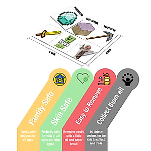 Video Game Party Favors by Citadel Black - Pixel Mine - Temporary Tattoos for Boys Birthday - 90 Tattoos Pack of 15 - Pixel Mine Birthday Parties