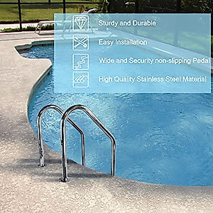 WECIYGG 3-Step Swimming Pool Ladder with Stainless Steel Non-Slip Pedals for Indoor/Outdoor Pools, Weight Capacity 330lbs, Sturdy and Durable Poolladder Easy to Install and Climb (3 Step)