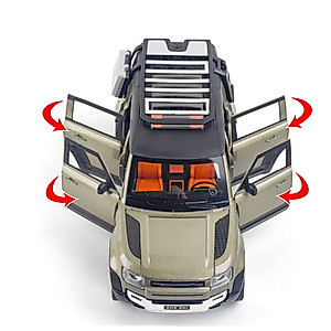 Green 1/24 Diecast Pull Back Model Car Toy Collection Sound Light for Land Rover New Defender 110