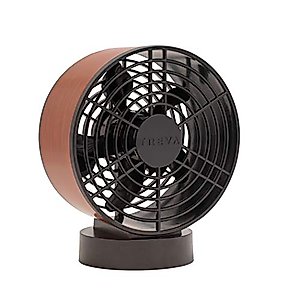 Treva 5" Aromatherapy Diffuser Fan - 2 Speed Air Flow - Faux Wood Design with Reusable Fragrance Pads - Portable USB and Battery Operated Personal Cooling Device