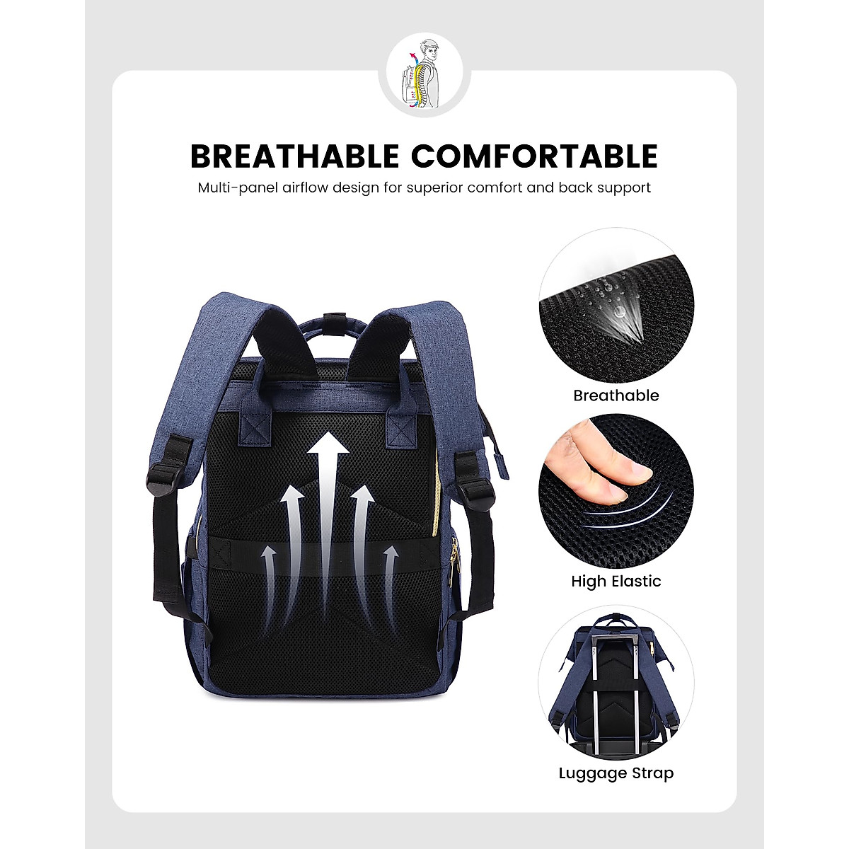 LOVEVOOK Laptop Backpack Women, 15.6 Inch Computer Backpack with Charger, Water Resistant Teacher Bag Work Backpack with Laptop Compartment for Travel Business College, Blue