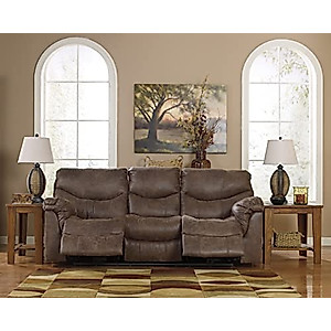 Signature Design by Ashley Alzena Faux Leather Oversized Manual Reclining Sofa, Brown
