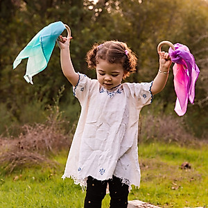 Sarah's Silks Silk and Wood Baby Teether Toy for Babies 3 Months and Older - Sea