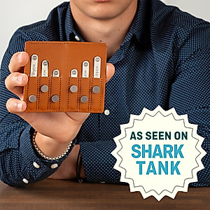 Würkin Stiffs Assorted Power Stays Magnet Collar Stay Travel Set | Tan Leather Wallet Case | Gift for Men | Seen on Shark Tank