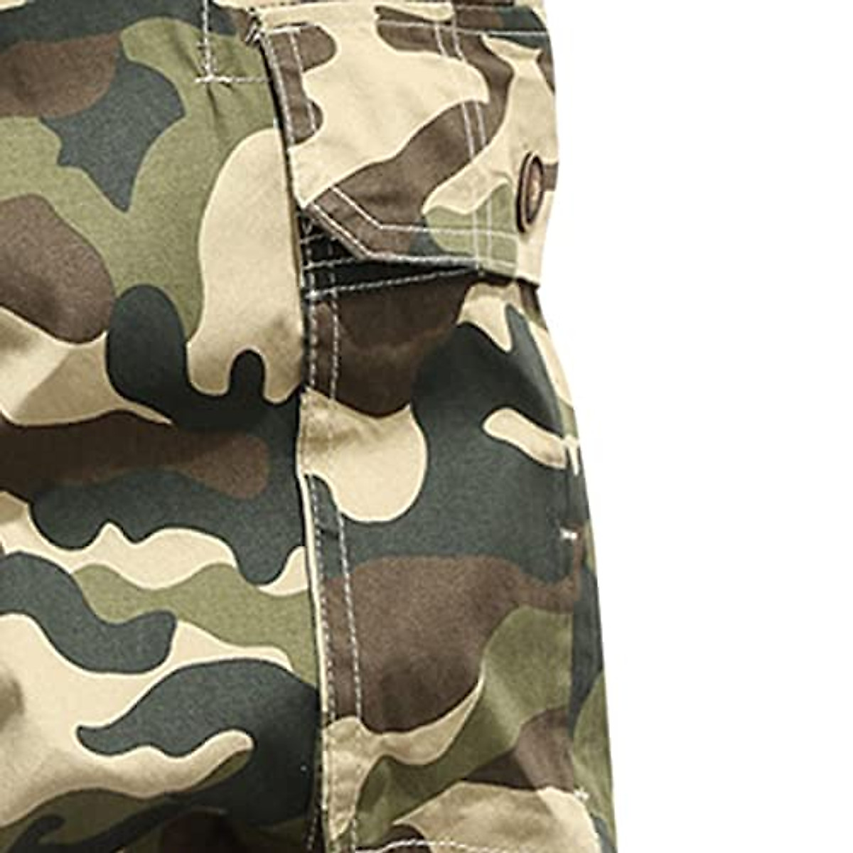 Men Camo Cotton Cargo Shorts Camouflage Outdoor Multi Pockets Short Relaxed Fit Lightweight Military Short Pants (Khaki,32)