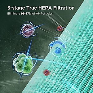 Air Purifiers for Bedroom Home, KOIOS H13 True HEPA Filter Air Purifiers for Desktop Office Car Pets with USB Cable, Small Air Cleaner, Night Light, Timer, Remove Smoke, Dust, Odors, Pollen