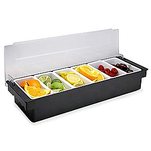 Tablecraft (102) 6-Compartment Black Plastic Condiment Holder