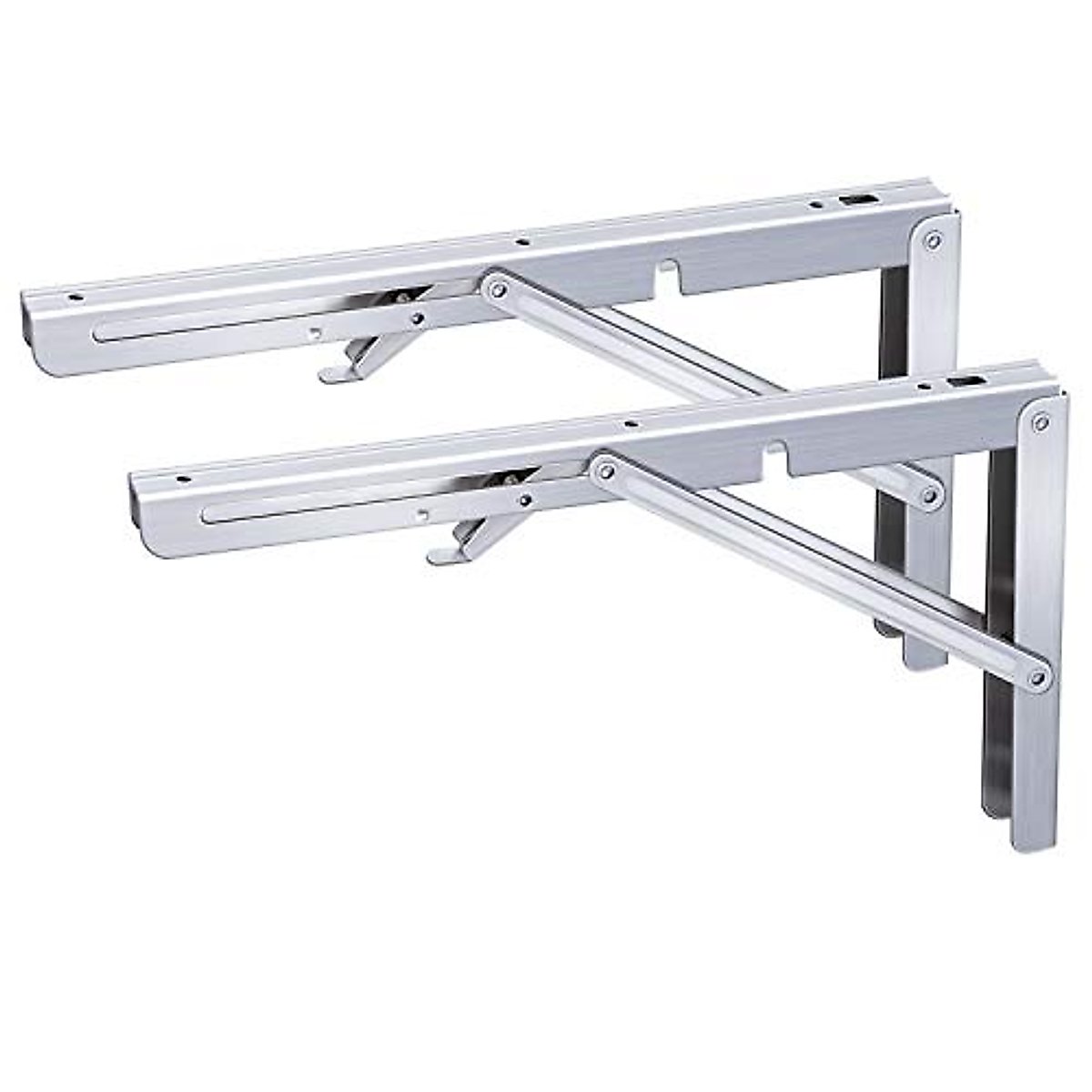 Folding Shelf Brackets,Max Load 440lb Folding Shelf Hinge Wall Mounted, Heavy Duty 304 Stainless Steel Collapsible Shelf Bracket,Space Saving DIY Bracket for Table Work Bench (12 Inch)