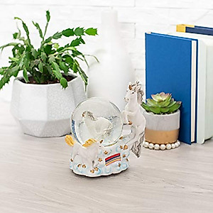 Elanze Designs Mystical Unicorns Figurine 100MM Water Globe Plays Tune You are My Sunshine