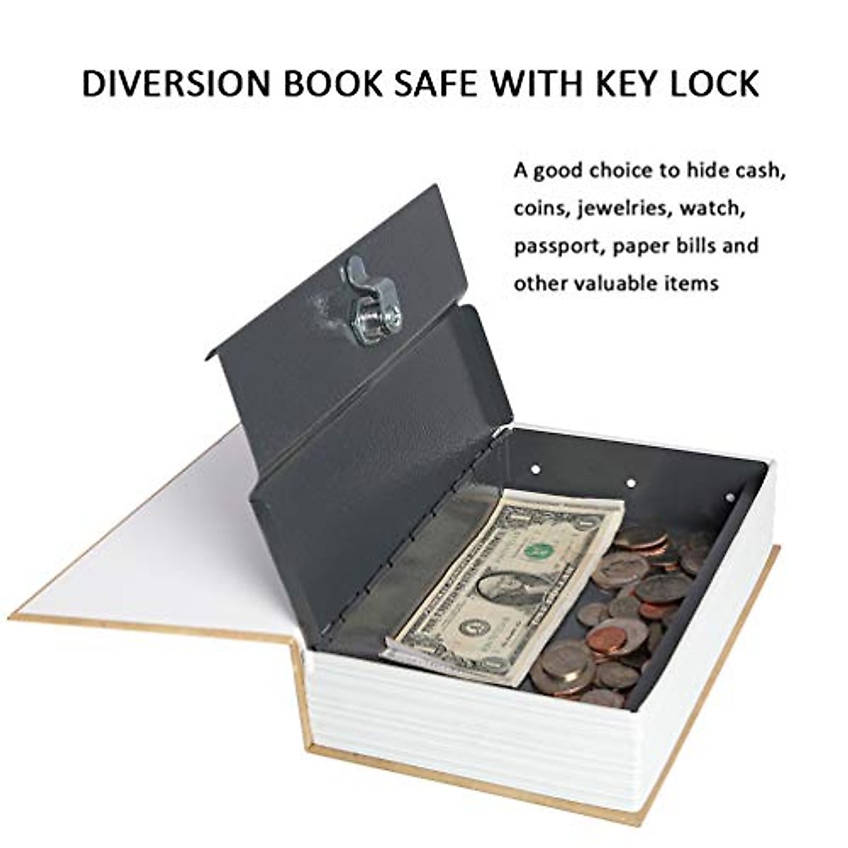 Jssmst Diversion Book Safe with Key Lock, Secrect Hidden Safe Lock Box Large Money Box High Capacity, 9.5 x 6.2 x 2.2 inches, SM-BS019LN London Bridge