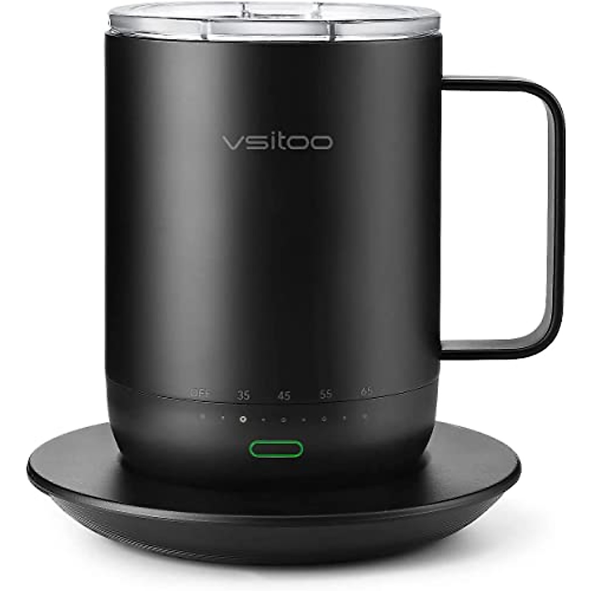 VSITOO Temperature Control Smart Mug 2 - Keep Your Coffee Hot All Day, Self Heating Coffee Mug with Lid, 14 oz, 90 Min Battery Life - App & Manual Controlled Heated Coffee Mug - Gift for Coffee Lovers