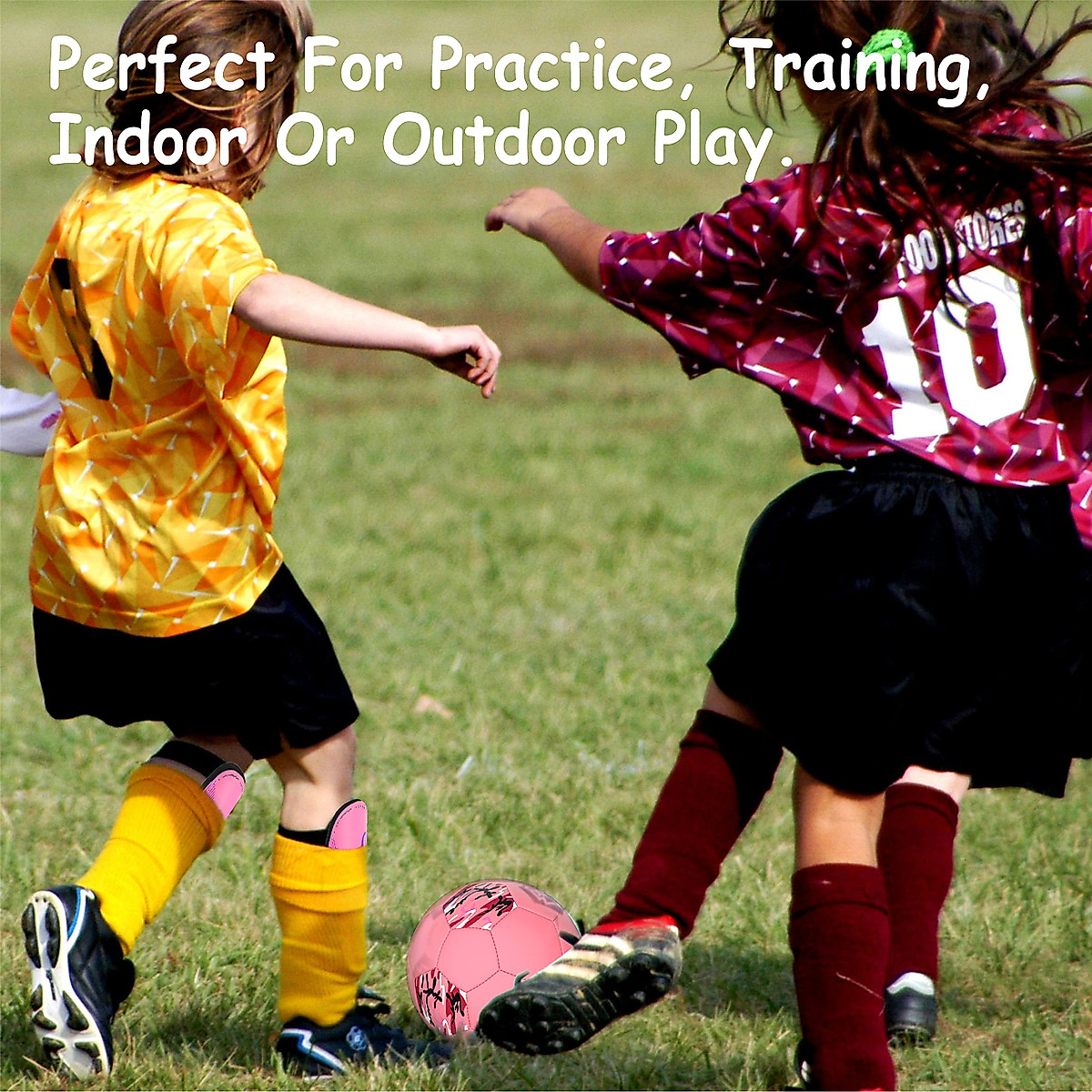 PP PICADOR Soccer Ball Size 4, Kids Soccer Balls for Youth Girls Boys Child Teen Age 4-8 8-12 Outdoor Training Gift with Pump(Camouflage Pink)