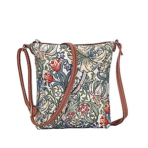 Signare Tapestry Small Crossbody Bag Sling Bag for Women with William Morris Golden Lily Design (SLING-GLILY)