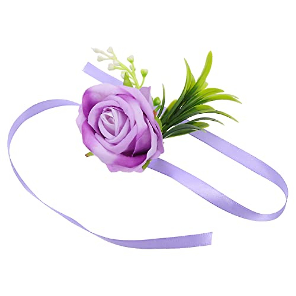 Abaodam 4pcs Wrist Flower Bridesmaid Bracelets Wedding Decorations Wrist Corsage Bride Wristband Decors Bride Wrist Flower Wedding Corsage Wristlet Wedding Supplies Purple The Flowers Lace