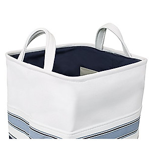 BirdRock Home Canvas Laundry Hamper with Handles - Blue Stripes - Transport Easily - Dirty Clothes Storage - Bendable and Foldable - Rectangle Laundry Bag