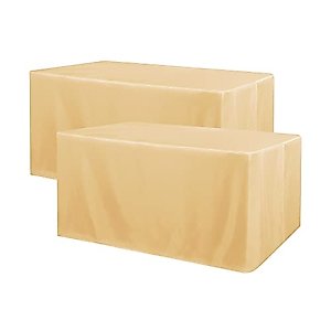 Obstal 2 Pack Table Clothes for 6 Foot Rectangle Tables - Water Resistant Washable Fabric Polyester Rectangle Table Cover for Outdoor/Indoor Uses, Champagne, 72L x 30W x 30H Inches