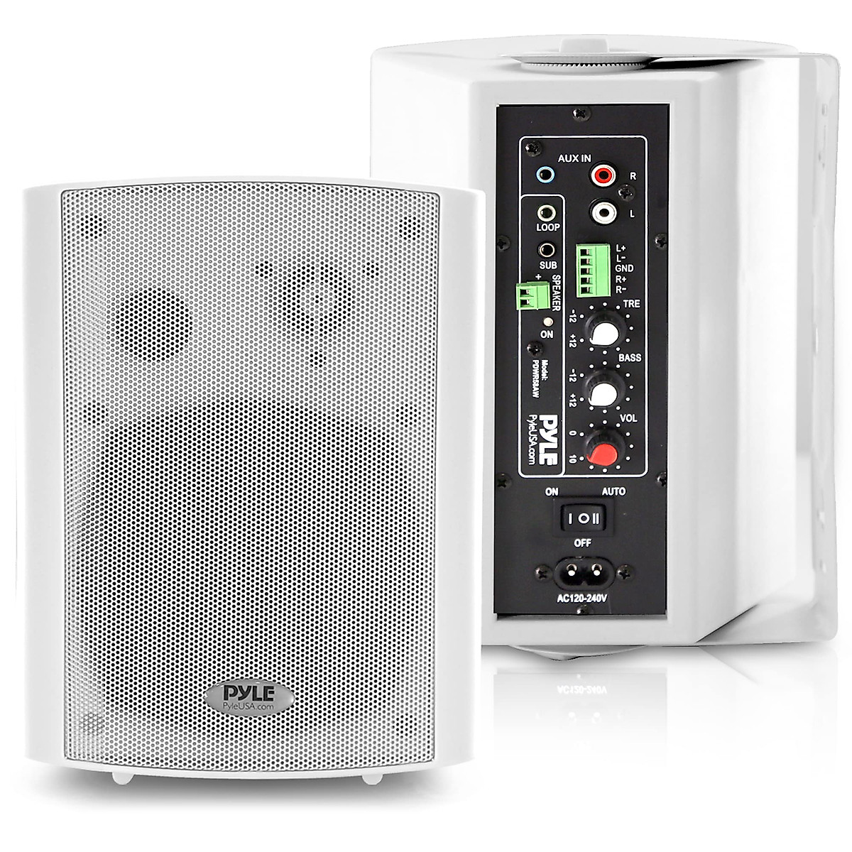 Pyle 5.25'' Pro-Active Wall-Mountable Bluetooth Speakers - 600 Watts Max, 300 Watts RMS w/ 2-Way Full Range Stereo Sound Reproduction, Pair, Rugged & Heavy Duty Cabinet Enclosure (White) PDWR59BTW