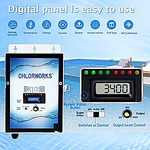 CHLORWORKS Saltwater Pool System Chlorine Generator - up to 40,000 Gallons