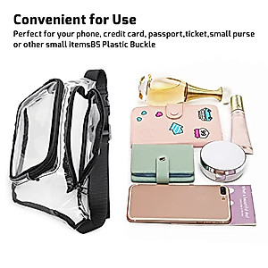 Clear Fanny Pack Stadium Approved - Veckle Packs for Women Men Water-resistant Cute Waist Bag Purse Transparent Adjustable Belt Sports, Travel, Beach, Events, Concerts Bag, Black