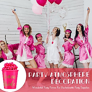 12 Pieces Bachelorette Party Supplies, Shot Glass Necklace and Light up Diamond Rings, Team Bride Necklace with Gold Foil for Bachelor Wedding Party and Bridal Shower Decorations