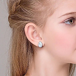 SELOVO Teardrop Bridal Wedding Clear White Cubic Zirconia Clip On Earrings Stud Silver Tone