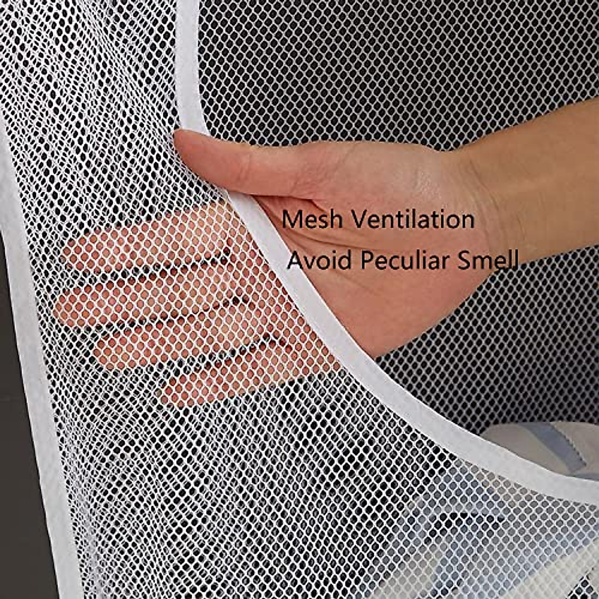 Resdenio Hanging Laundry Hamper Bag, Portable Laundry Bag, 30 x 20 Inch Large Foldable Wall Hanging Laundry Basket with 2 Adhesive Hooks for Dirty Clothes Organization and Storage