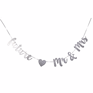 StarsGarden Silver Glitter Future Mr&Mrs Banner Hanging Garland -Perfect Decoration for Bridal Shower, Engagement, Bachelorette, Wedding Party, 2.5m (SG-22N447)