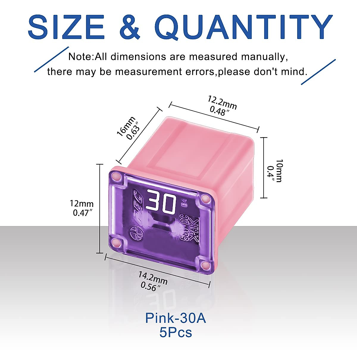 5 Pack Automotive Low Profile Mini Jcase Fuse 30 Amp Fuse Assortment Compatible for Trucks, Cars and SUVs