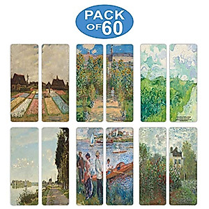 Creanoso Famous Classic Art Series 5 Bookmarks (60-Pack) – Van Gogh, Claude Monet, Auguste Renoir – Classical Art Inspiring Impressions – Great Bookmarker Collection for Men, Women, Teens, Artists