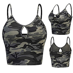 Aniywn Women's Short Crops Camisole Vest T-Shirt Sleeveless Ladies Camouflage Print Tank Tops Blouse