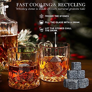 Whiskey Decanter Set with 4 Glasses & 8 Whiskey Stones, Whiskey Decanter Sets for Men, Valentine's Day Gift, Anniversary Birthday Gifts for Father Mother Husband, Decanter Set With Glasses for Bourbon