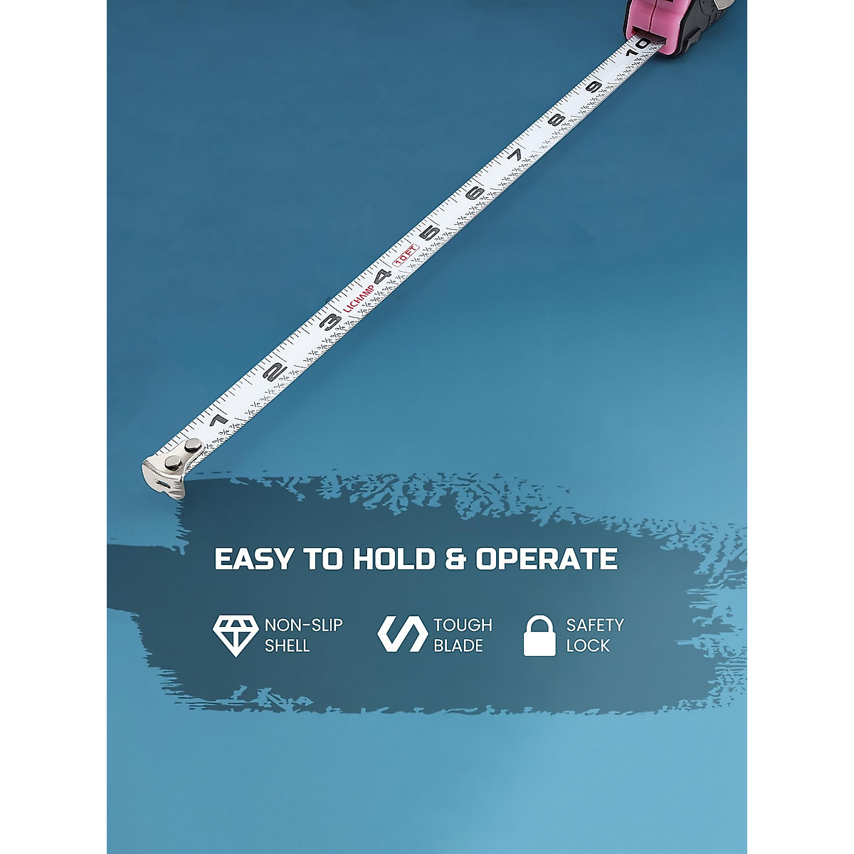 Lichamp Small Tape Measure 10 Feet, Pink Tape Measure Mini 3 Pack 10ft x 1/2in with 1/8 Fractions, 0310PK