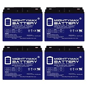 Mighty Max Battery 12V 22AH Gel Battery Replaces 20Ah Kung Long WP20-12 - 4 Pack
