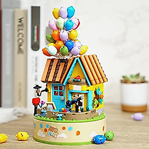 QLT Balloon Up House Music Box Building Block for Adults Girls Age 8-14 Yrs (528 PCS) Compatible with Lego Disney, Girls Toys for Valentine and Birthday Gifts