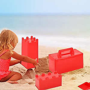 ZOOFOX 4 Pieces Sand Castle Building Kit, Sand Castle Mold Brick and Shovel, Sand Castle Toys for Kids, Summer Outdoor Activities Fun for Toddlers 3 Year and Up