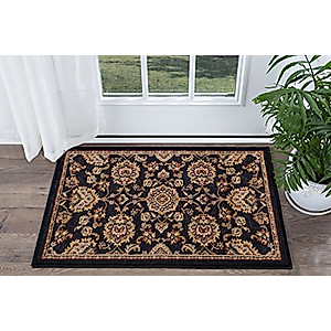 Charlotte Traditional Oriental Black Scatter Mat Rug, 2' x 3'