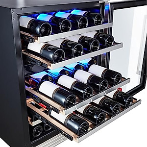 STAIGIS 46 Bottle Compressor Wine Cooler Refrigerator, 24 inch Wine Fridge Freestanding Dual Zone for Home, Kitchen and Bar, Digital Temperature Control