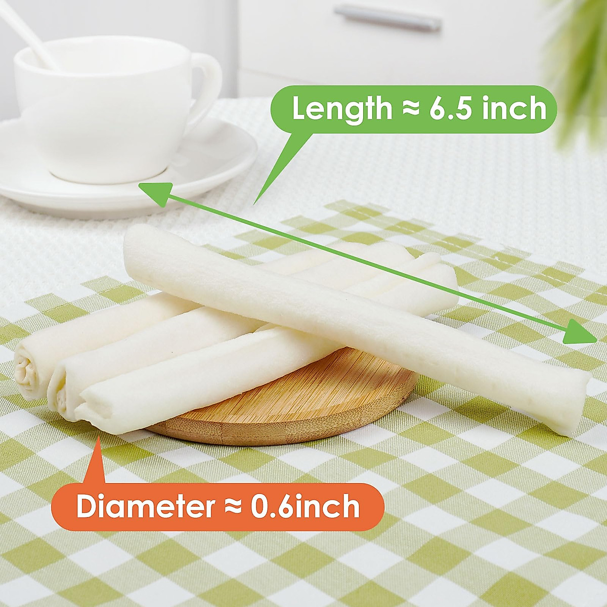 MON2SUN Dog Rawhide Rolls Twist Sticks 6.5 Inch Dog Chew Treats Natural Flavor 60 Count for Puppy and Small Dogs