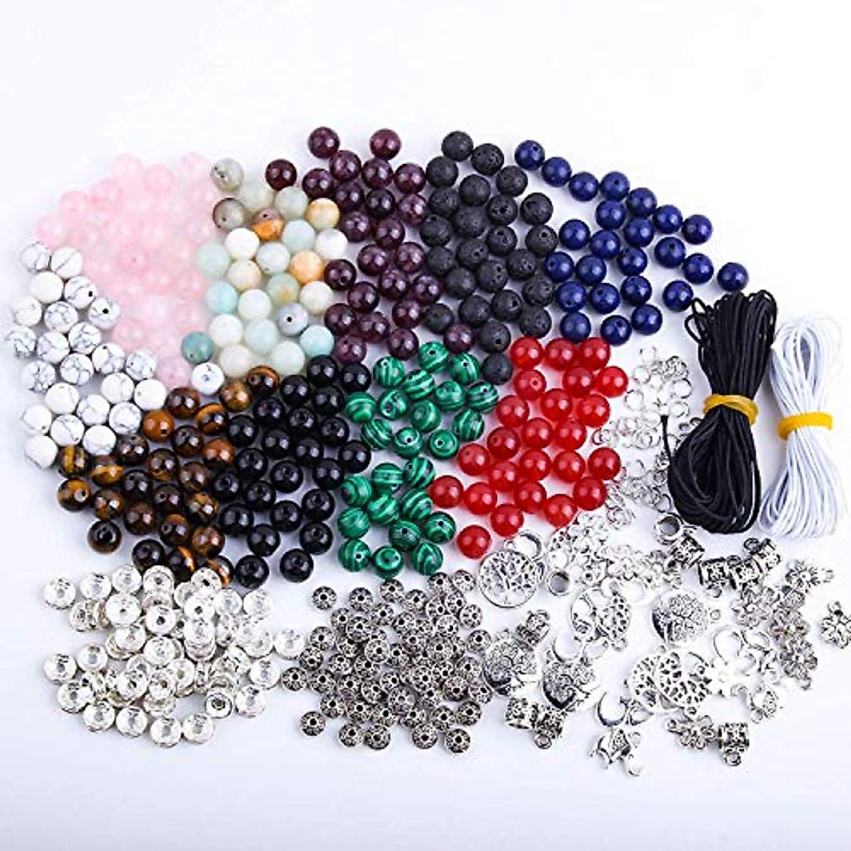 Fishdown 418 pcs 8mm Crystal Beads for Jewelry Making, Natural Stone Healing Beads for Bracelets, Gemstone Beading & Jewelry Necklace Making DIY Kit