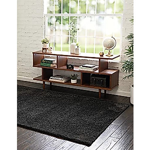 Unique Loom Solo Collection Area Rug - Calabasas (7' 10" x 10' Rectangle, Charcoal/ Black)