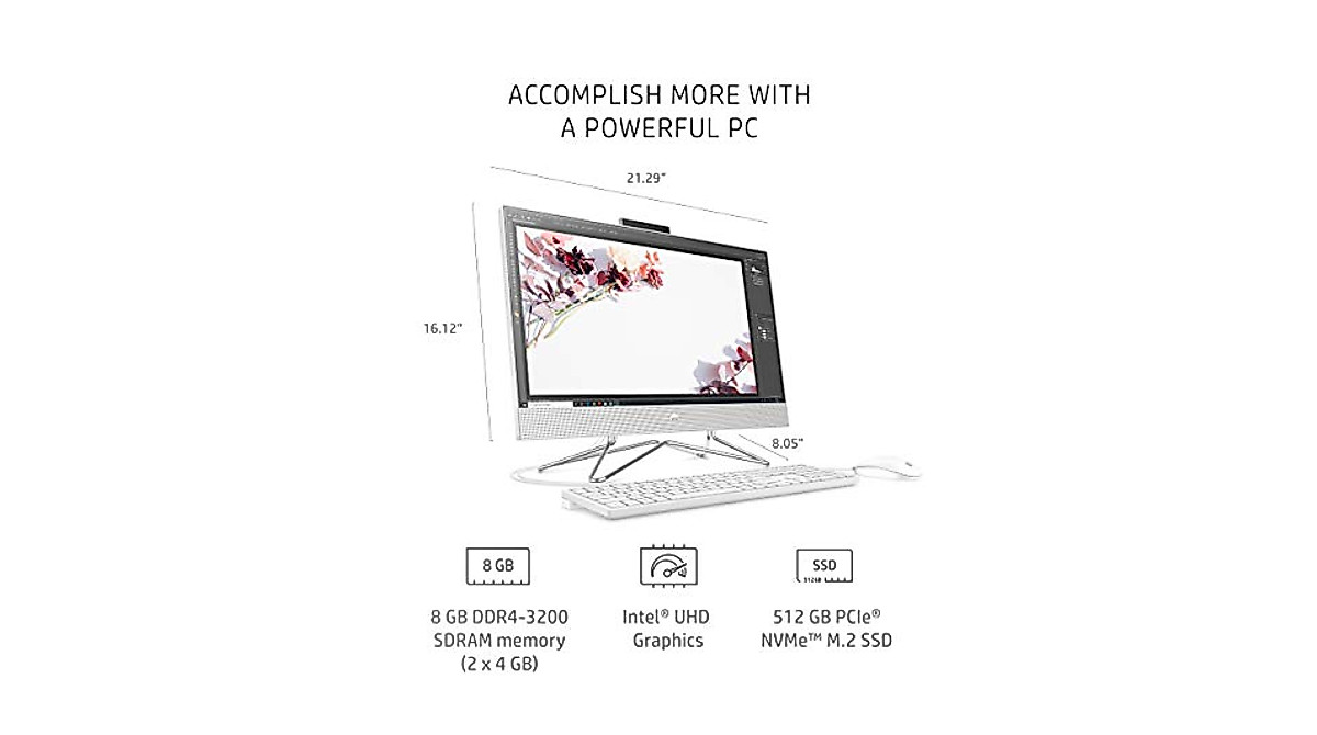 HP All-in-One Desktop PC - Intel i3, 8GB RAM, 512GB SSD
