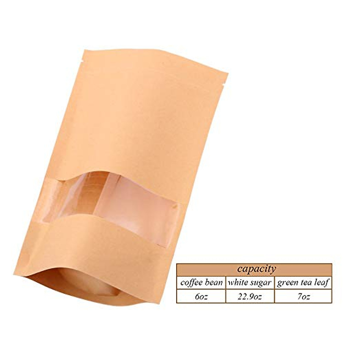 Katfort Zip Lock Pouch Bags 100pcs, 8.7''×5.5'' Resealable Bags for Small Business, Kraft Paper Bags with Window, Cookie Bags with Seal for Small Business, Family, Company