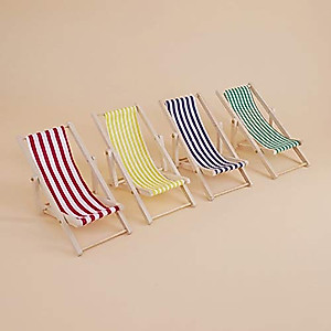 NUZYZ 1:12 Dollhouse Foldable Beach Chair Excellent Workmanship Mini Size Adorable Home Decor for Kids Yellow