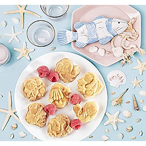 Mermaid Waffle Maker, Fun Easter Gift for Kids- Create 7 Different Mermaid Shaped Waffles in Minutes - A Fun, Cool Under the Sea Breakfast for Kids & Adults- Electric Nonstick Waffler Iron Ocean Theme