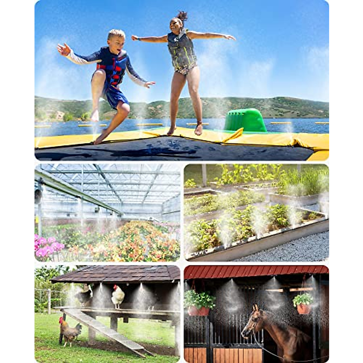 homenote Misting Cooling System 75FT (23M) Misting Line + 28 Brass Mist Nozzles + Brass Adapter(3/4") Outdoor Mister for Patio Garden Greenhouse Trampoline for Waterpark