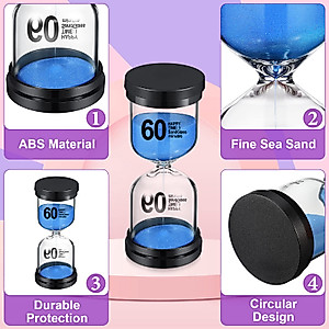 9 Pieces Sand Timer Colorful Hourglass Sand Clock Timer 1/3/5/10/15/20/30/45/60 Minutes Sandglass Timer for Kitchen Home Office Classroom Games Cooking Kids, 9 Colors