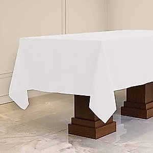 Kadut Rectangle Tablecloth (70 x 120 Inch) White Rectangular Table Cloth for 6 or 8 Foot Table | Heavy Duty | Stain Proof Table Cloth for Parties, Weddings, Kitchen, Wrinkle-Resistant Table Cover