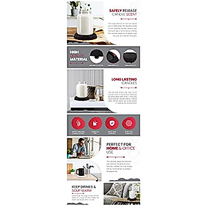 Candle Warmer Plate Safely Releases Scents Without a Flame - Used as Candle Jar Warmer, Coffee Warmer, Mug Warmer, Cup Warmer, Tea Warmer Desk in Your Home & Office, 1 Pack, Black